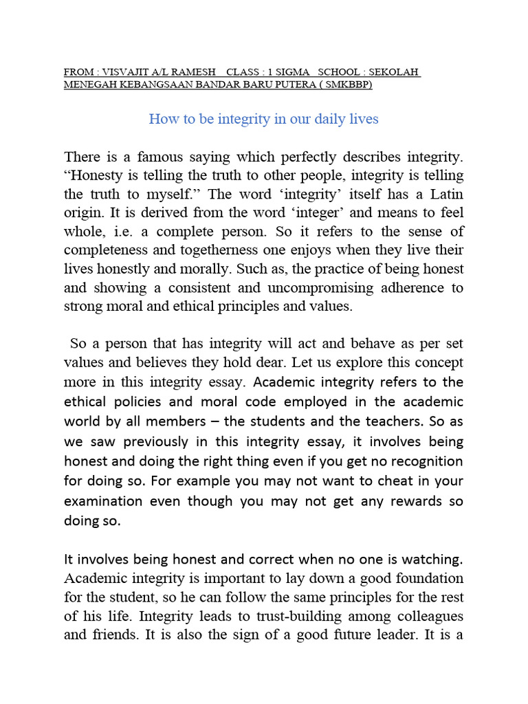 How To Be Integrity | PDF