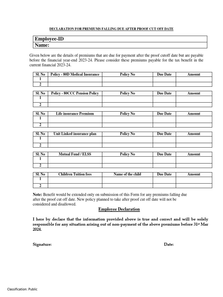 Future Payment Declaration Form | PDF