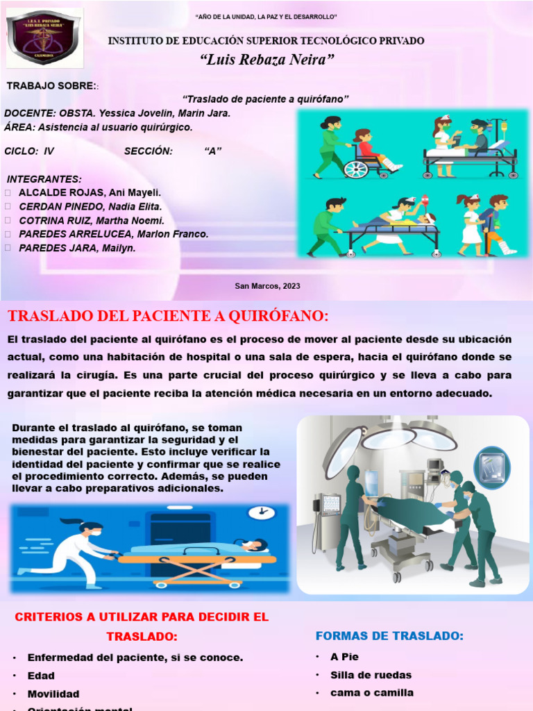Traslado Del Paciente A Quirofano | PDF | Cuidado de la salud ...