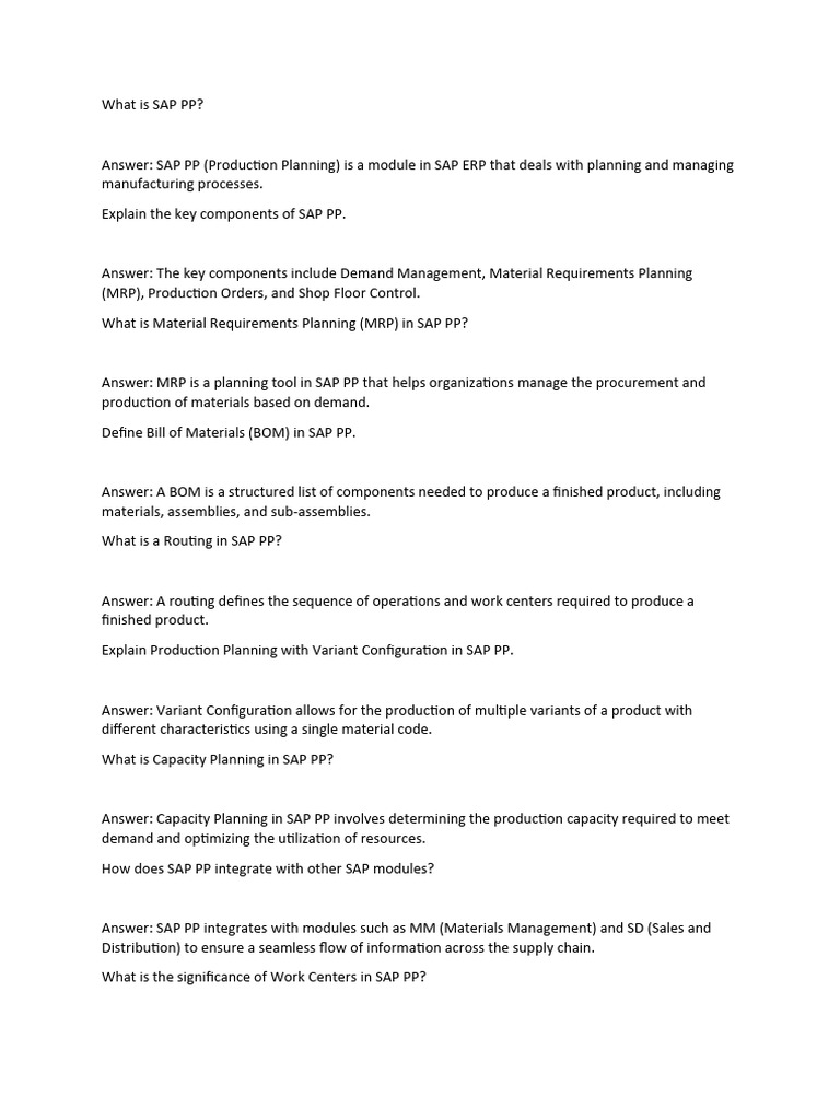 SAP PPinterview Qns and Ans | PDF | Information Technology | Logistics