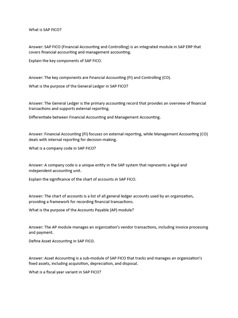 SAP FICO Interview Qns and Ans1 | PDF | Cost | Financial Economics