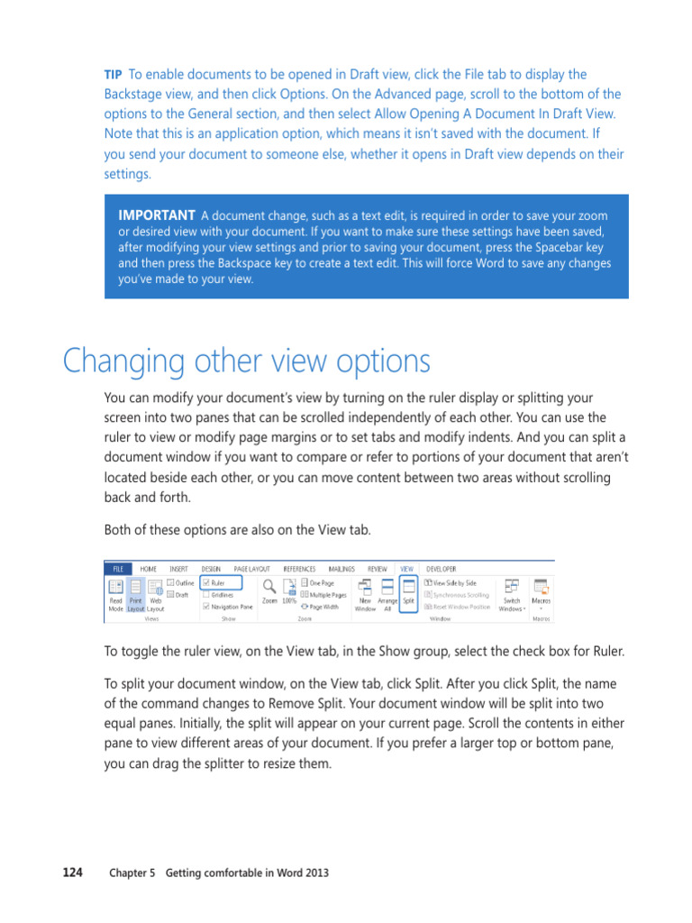Changing Other View Options: Important | PDF