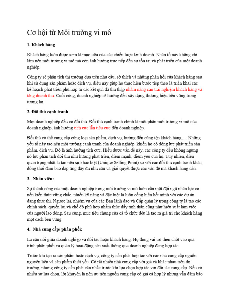 Cơ H I T Môi Trư NG VI Mô | PDF