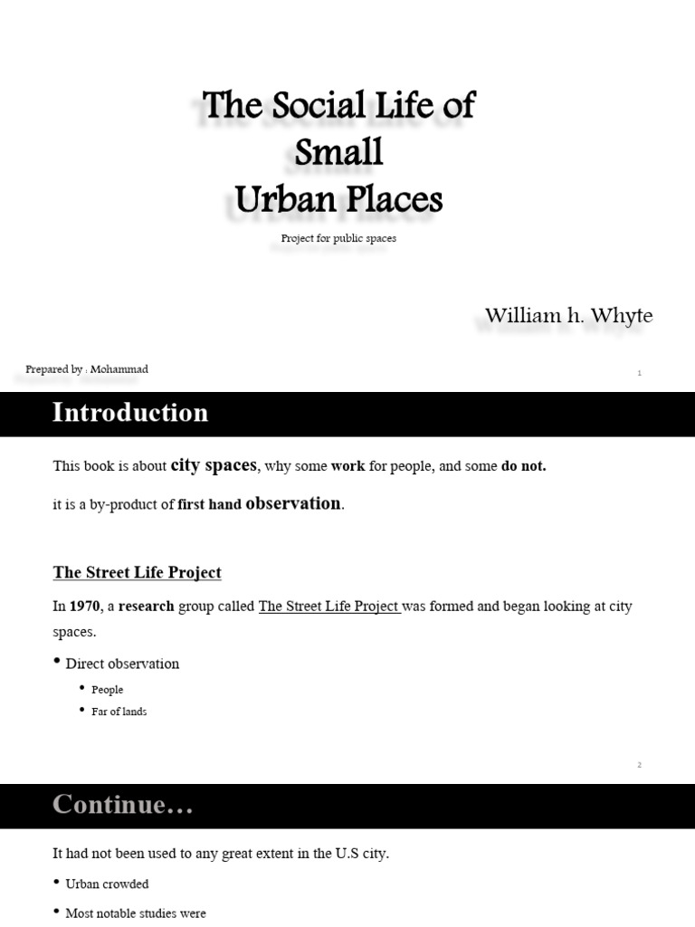 The Social Life of Small Urban Places 1 | PDF