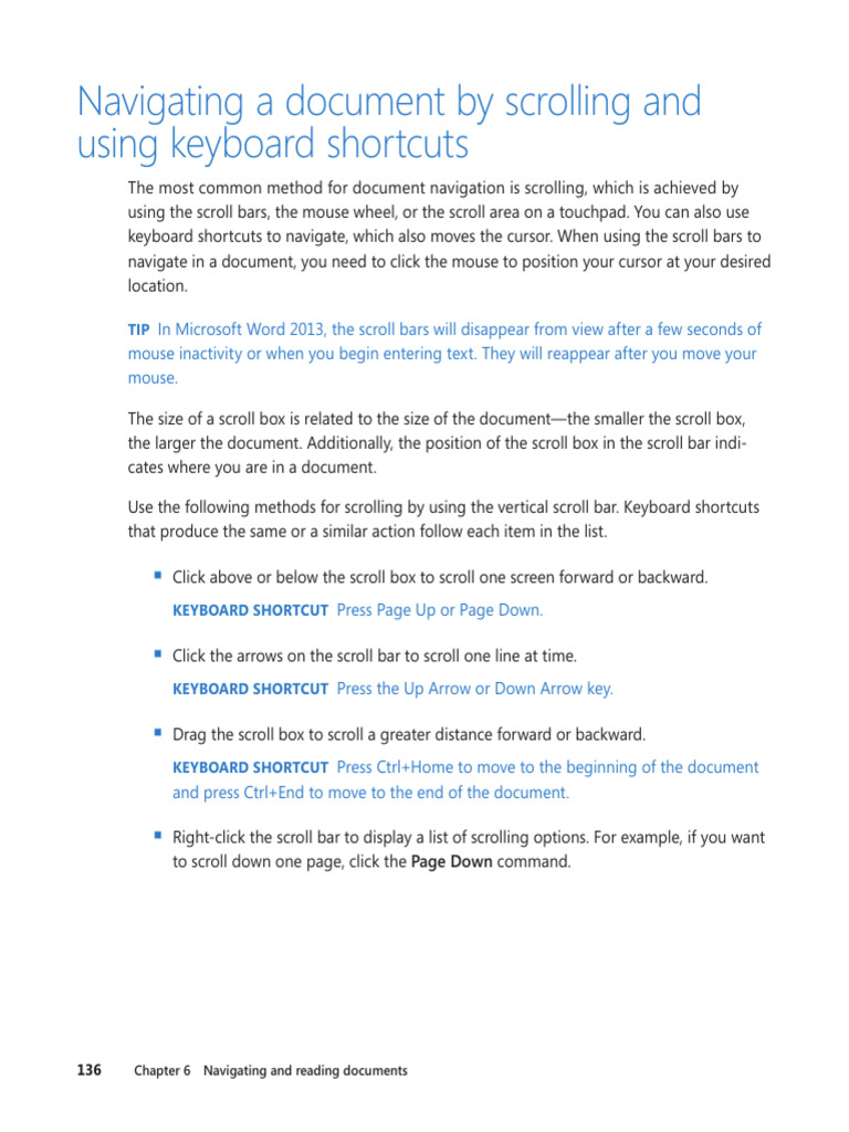 Navigating A Document by Scrolling and Using Keyboard Shortcuts | PDF
