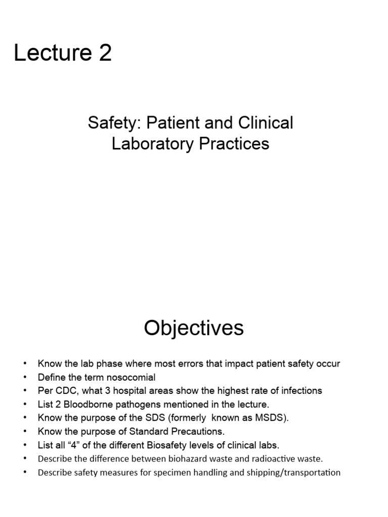 Patient Safety & Lab Practices Guide | PDF | Self-Improvement | Science ...