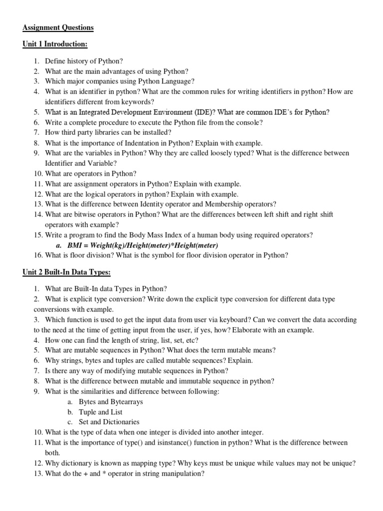 Unit1 2 3 - Assignments | PDF