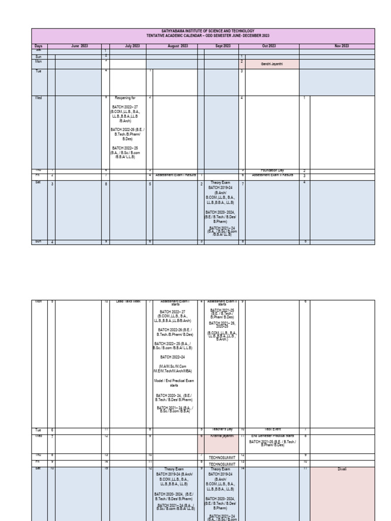 Academic Calendar 2023-24 | PDF