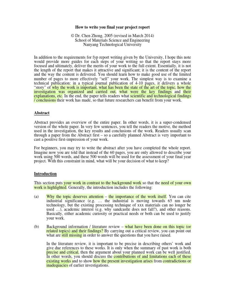 Final Year Project Report Guide | PDF | Abstract (Summary) | Experiment