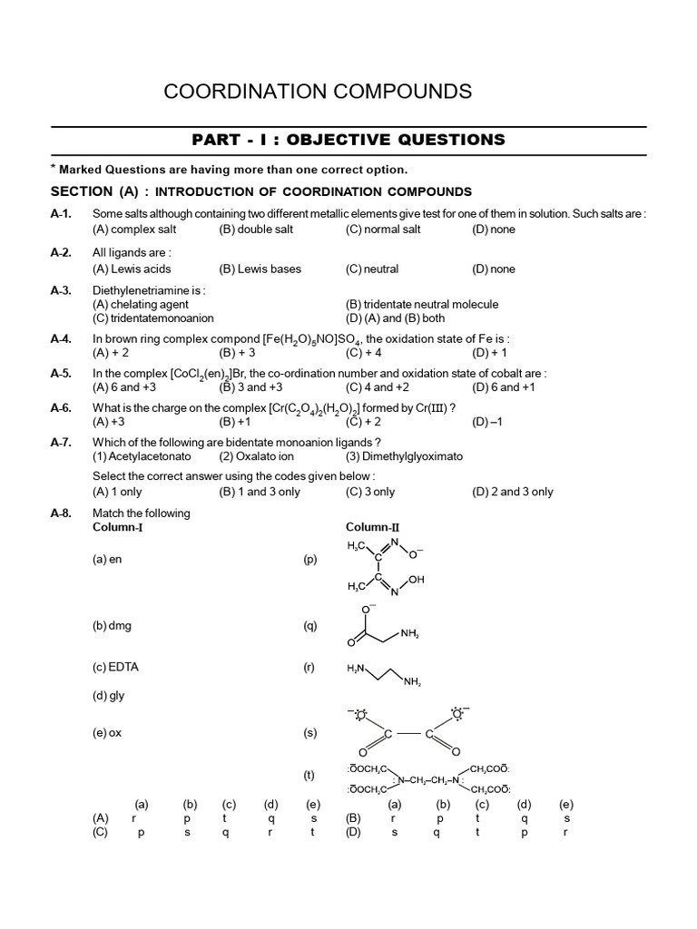 Coordination Compound Sheet | PDF