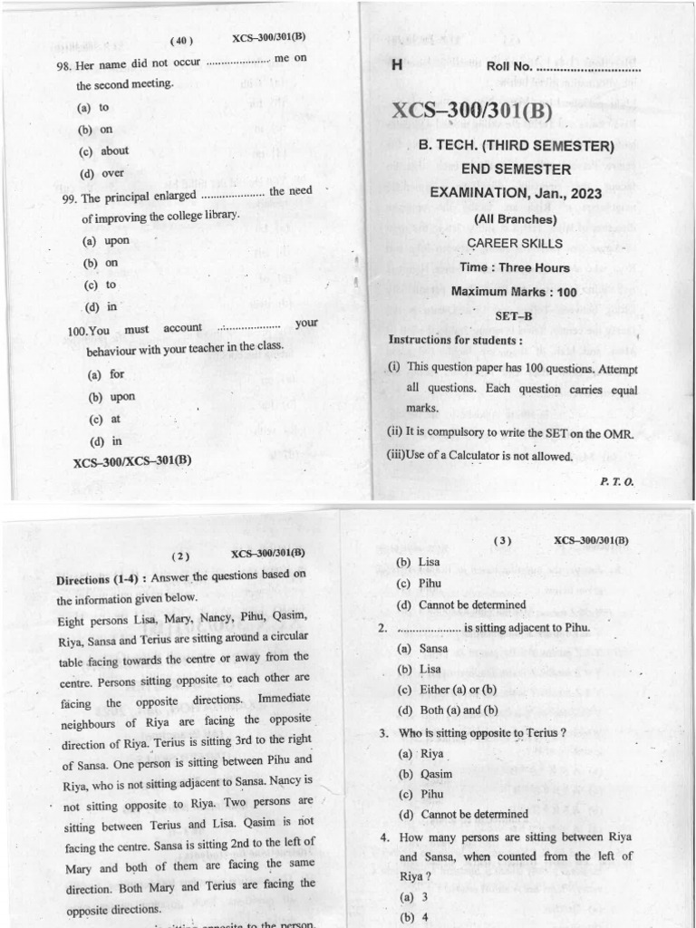 xcs300 Endsem 2023 Setb | PDF
