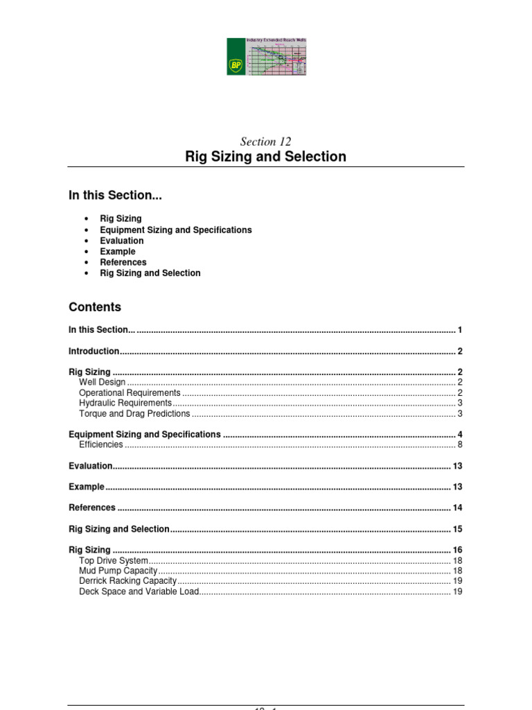 Section 12 - Rig Sizing and Selection | PDF