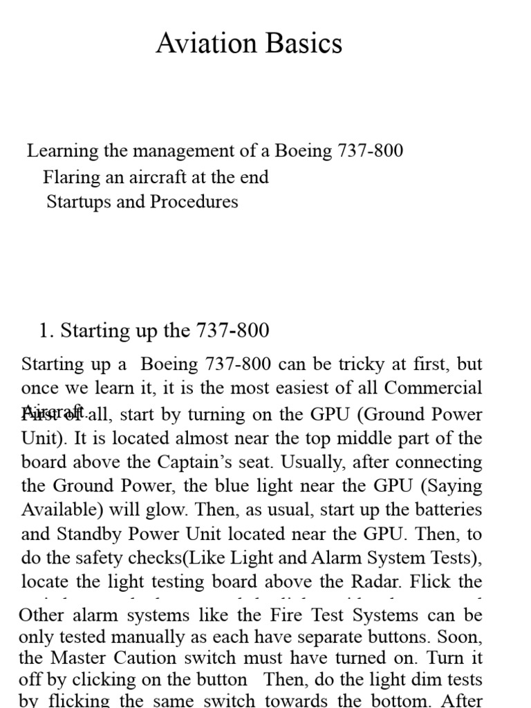 Boeing 737-800 Startup Procedures | PDF | Computers