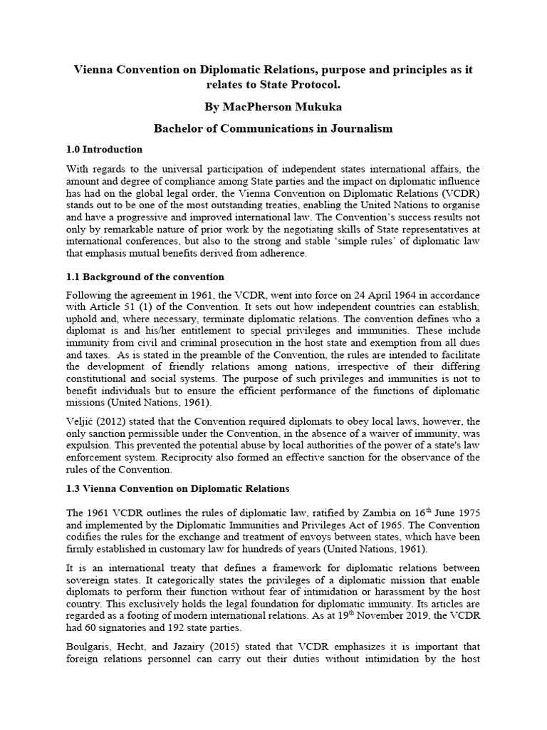Vienna Convention: Diplomatic Protocol & Immunity | PDF | Diplomatic ...
