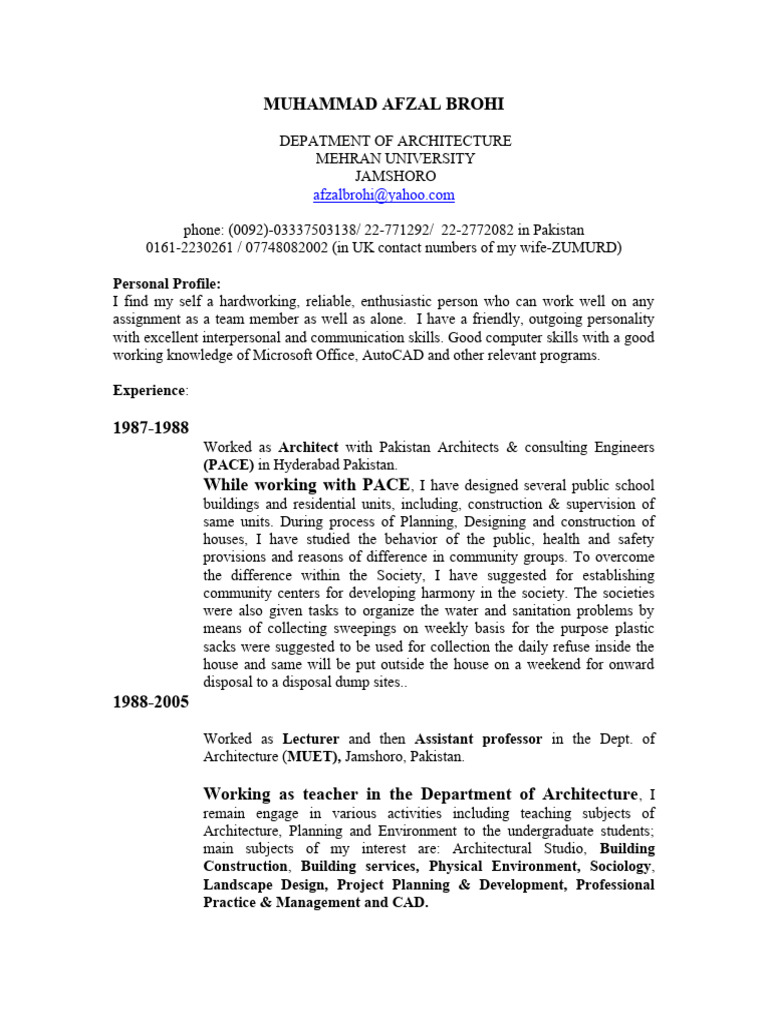 Muhammad Afzal Brohi | PDF