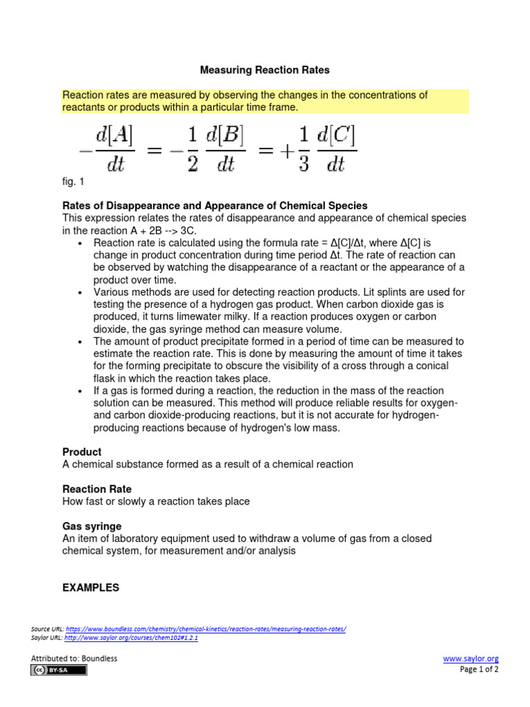 CHEM102 1.2.1 Measuring Reaction Rates | PDF | Chemical Reactions ...