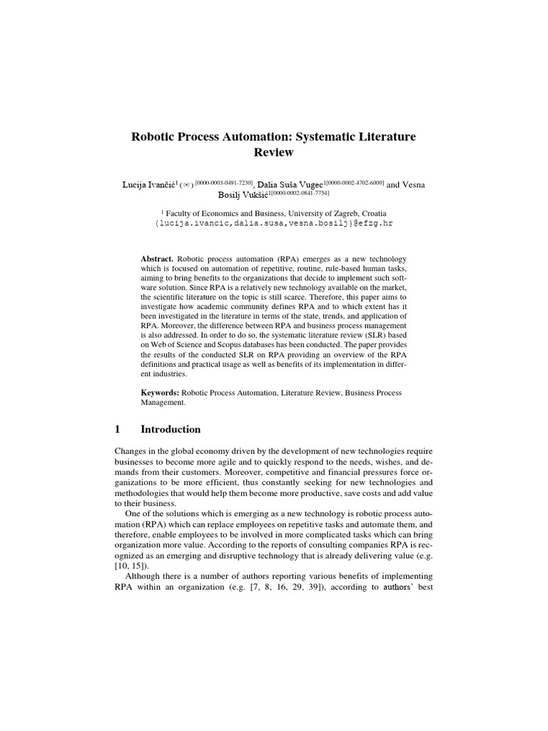 Robotic Process Automation Systematic Li Pdf