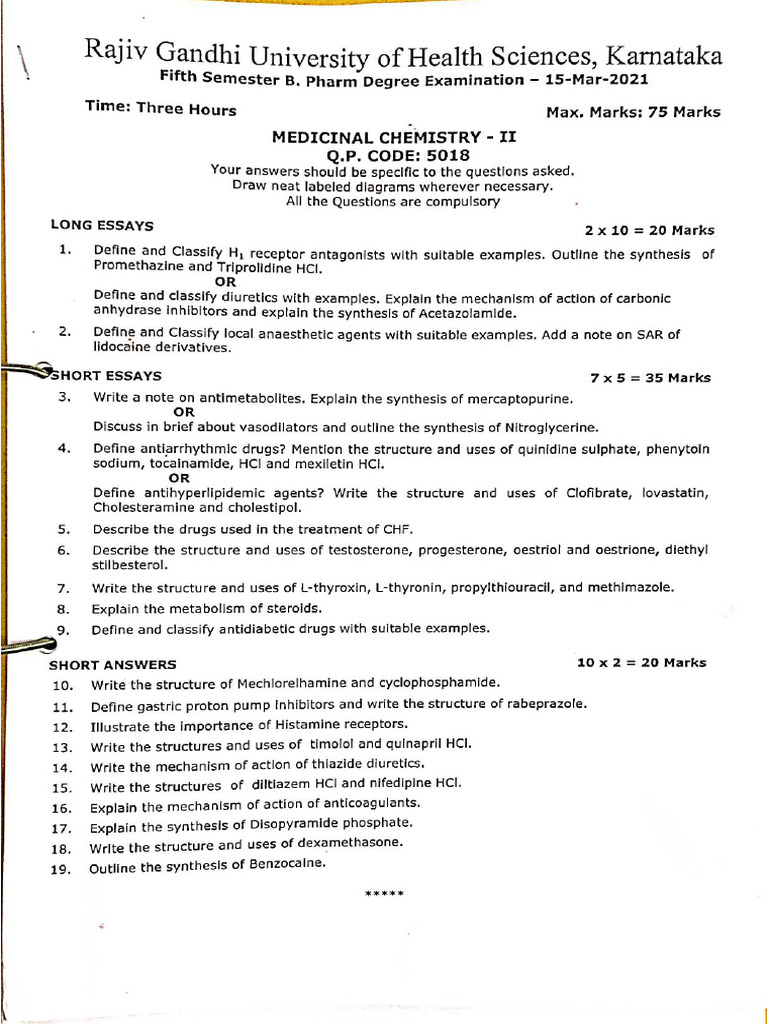 5th Sem Question Paper1 Min | PDF