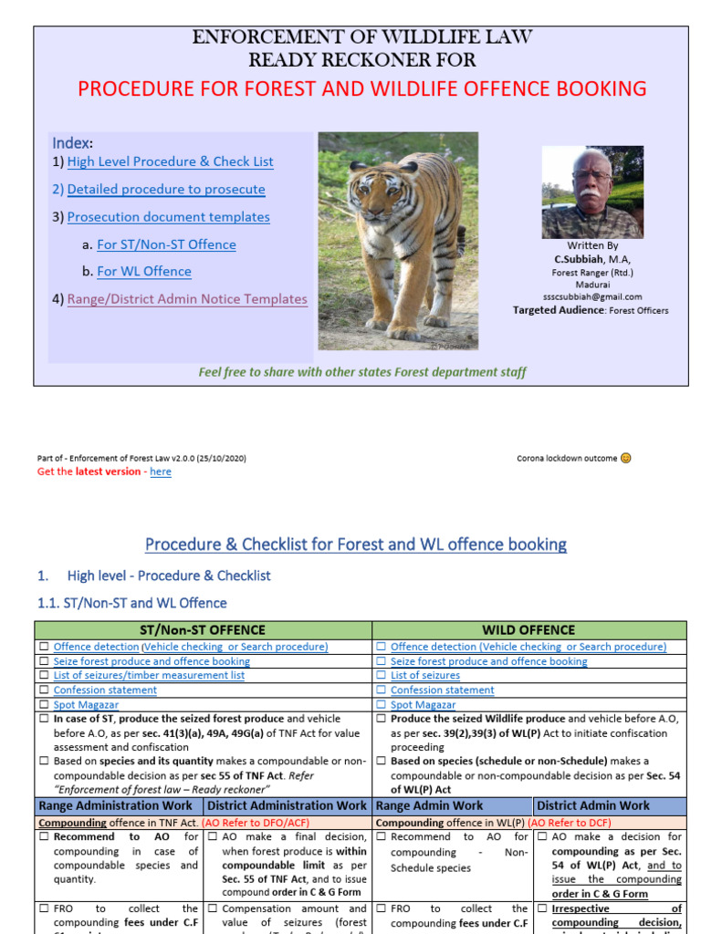 Procedure For Forest and WL Offence Booking | PDF | Bail | Public Law
