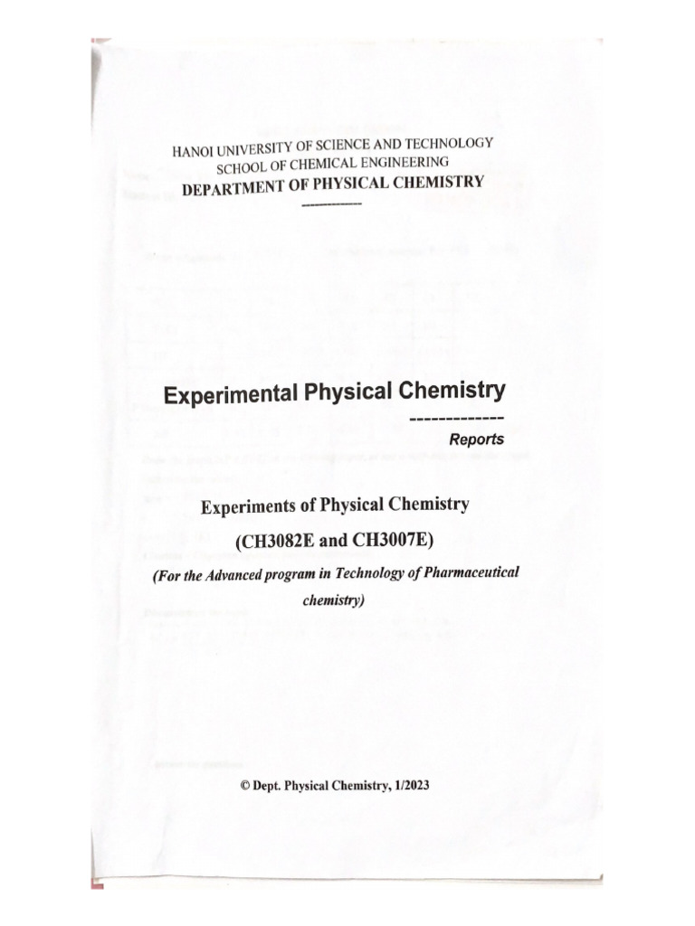 Experimental Physical Chemistry | PDF