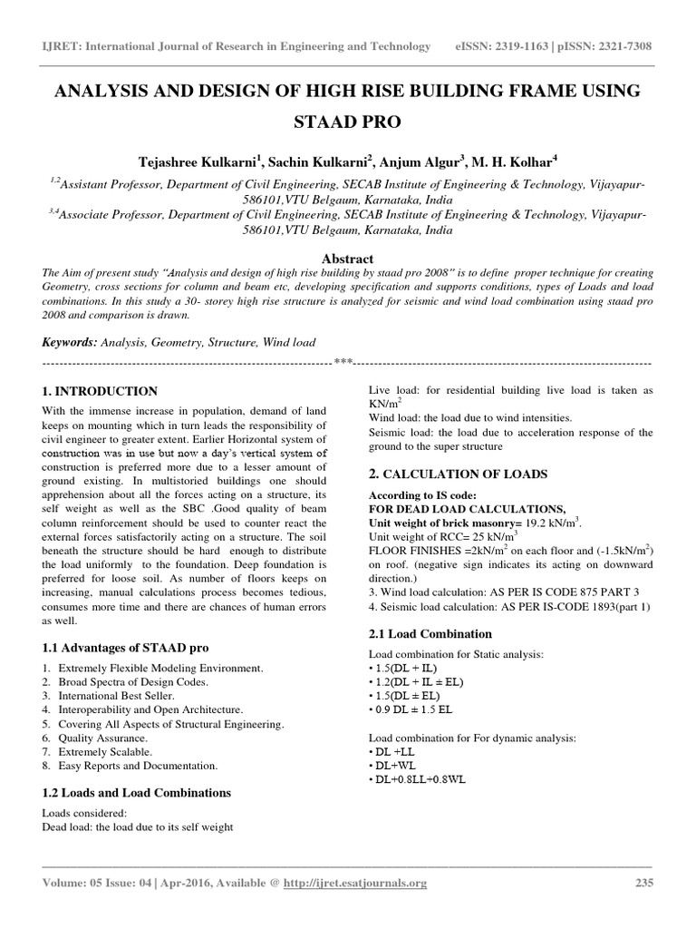 Analysis and Design of High Rise Buildin | Download Free PDF | Beam (Structure) | Bending