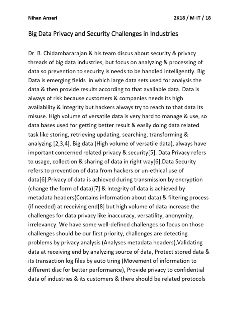 Big Data Privacy and Security Review | PDF | Data | Big Data