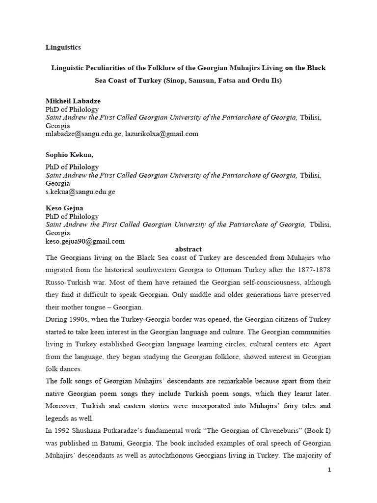 Linguistic Features of Georgian Folklore | PDF | Georgia (Country ...