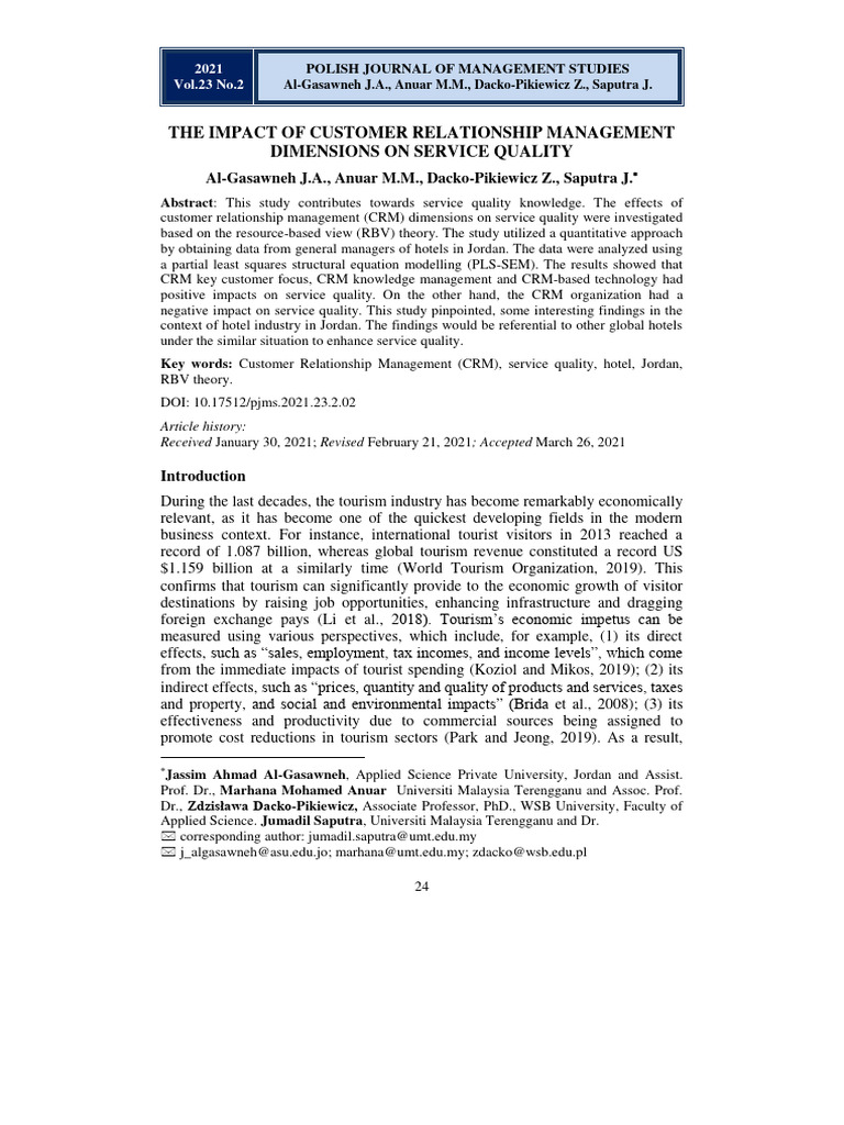 The Impact of Customer Relationship | PDF | Customer Relationship Management | Sustainability