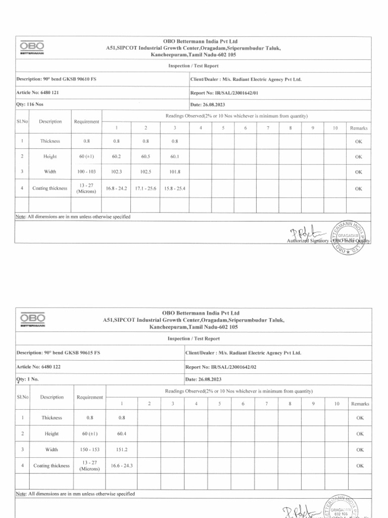 Inspection Test Report Tray Acces | PDF