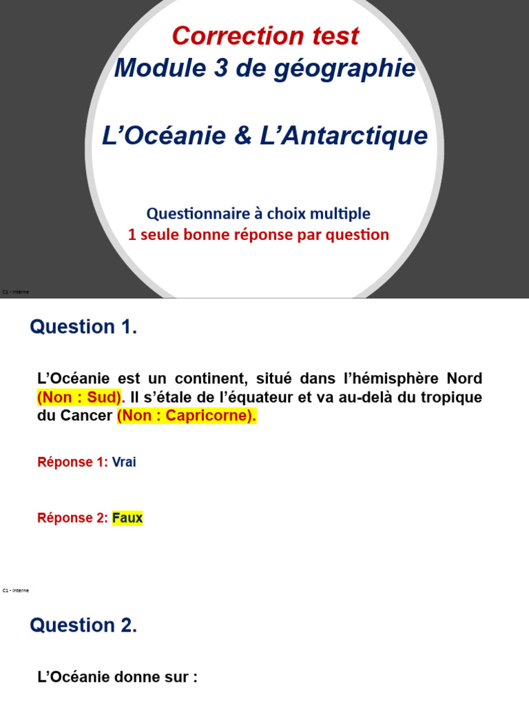Correction Test Module 3 Géographie | PDF