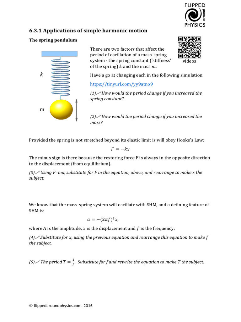 6.3.1 Applications of Simple Harmonic Motion | PDF