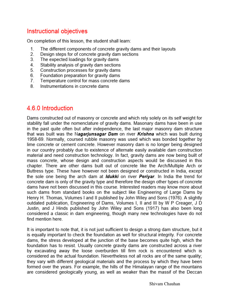 Hydraulic Structures For Flow Diversion and Storagedesign and Construction of Concrete Gravity ...