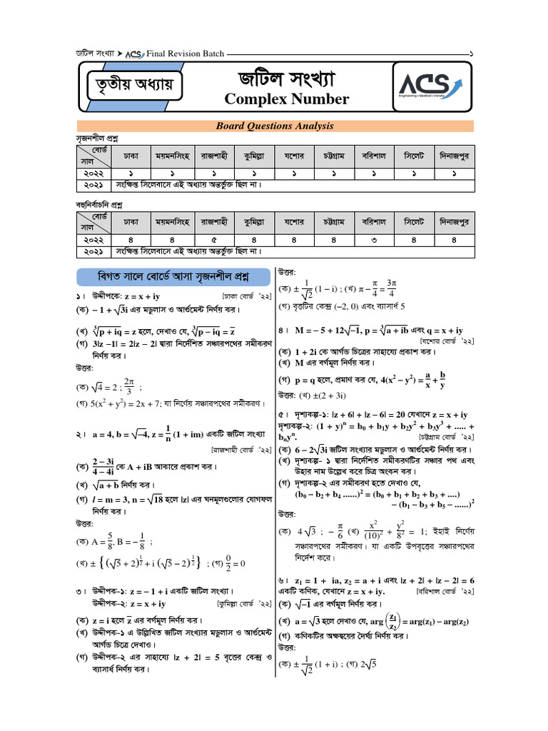 Complex Number Practice Sheet FRB'23 | PDF