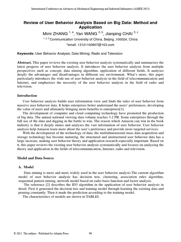 Review of User Behavior Analysis Based On Big Data | PDF | Business