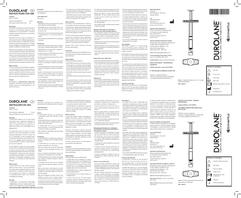 DUROLANE: Injeção para Osteoartrite | PDF | Injection (Medicine ...