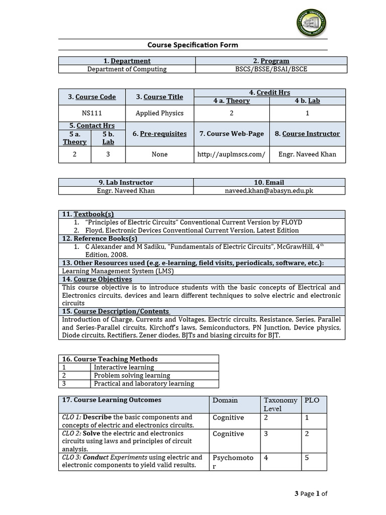 Applied Physics Course Overview | PDF | Science & Mathematics