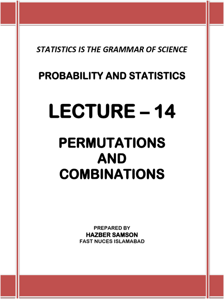 Lecture 14 Permutations And Combinations Lecture Pdf 5092