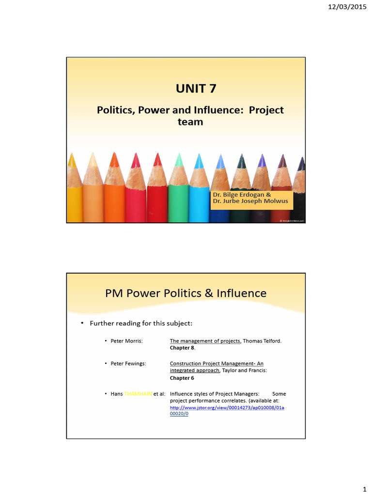 Unit 7 - Power and Politics Lecture - 2015 - 2 Slides | PDF