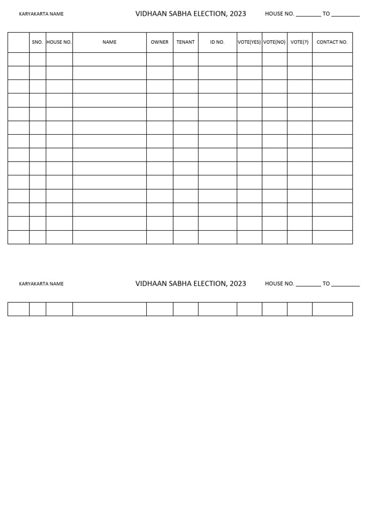 Vidhaan Sabha Vote List Format | PDF