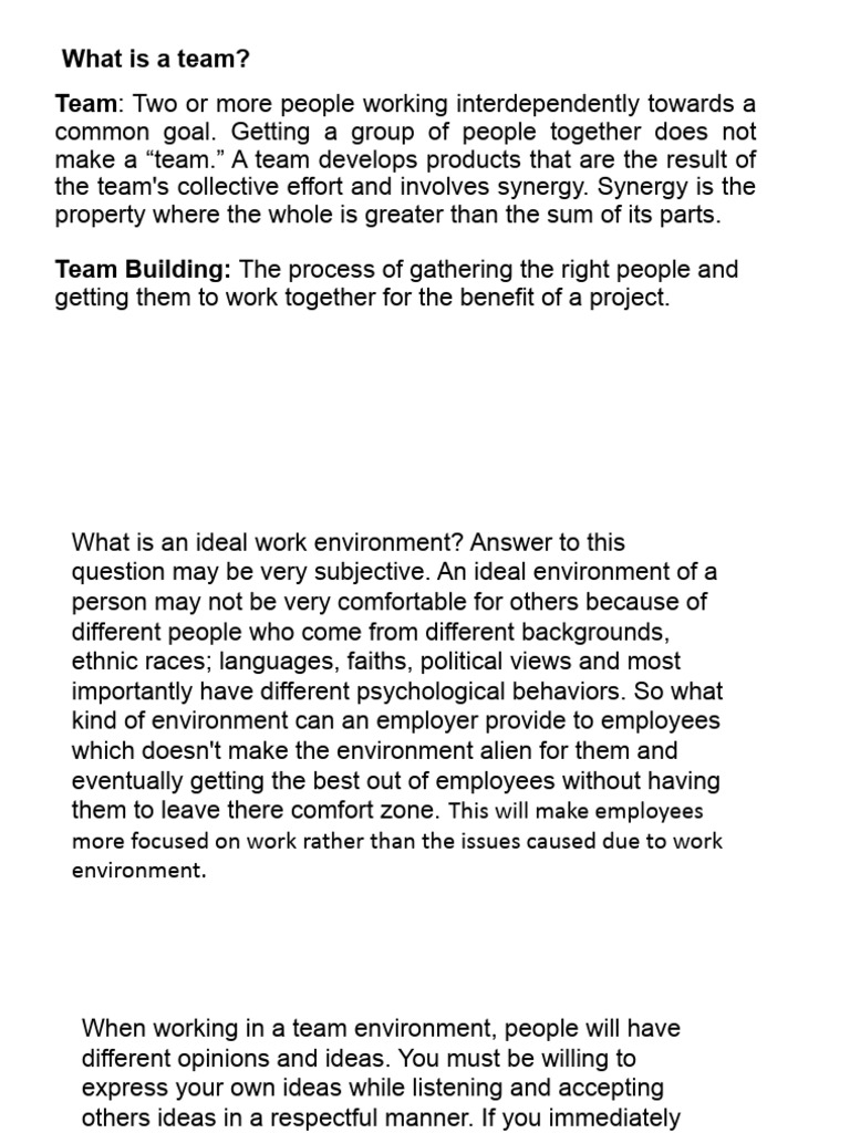 What Is A Team? Team: Two or More People Working Interdependently ...
