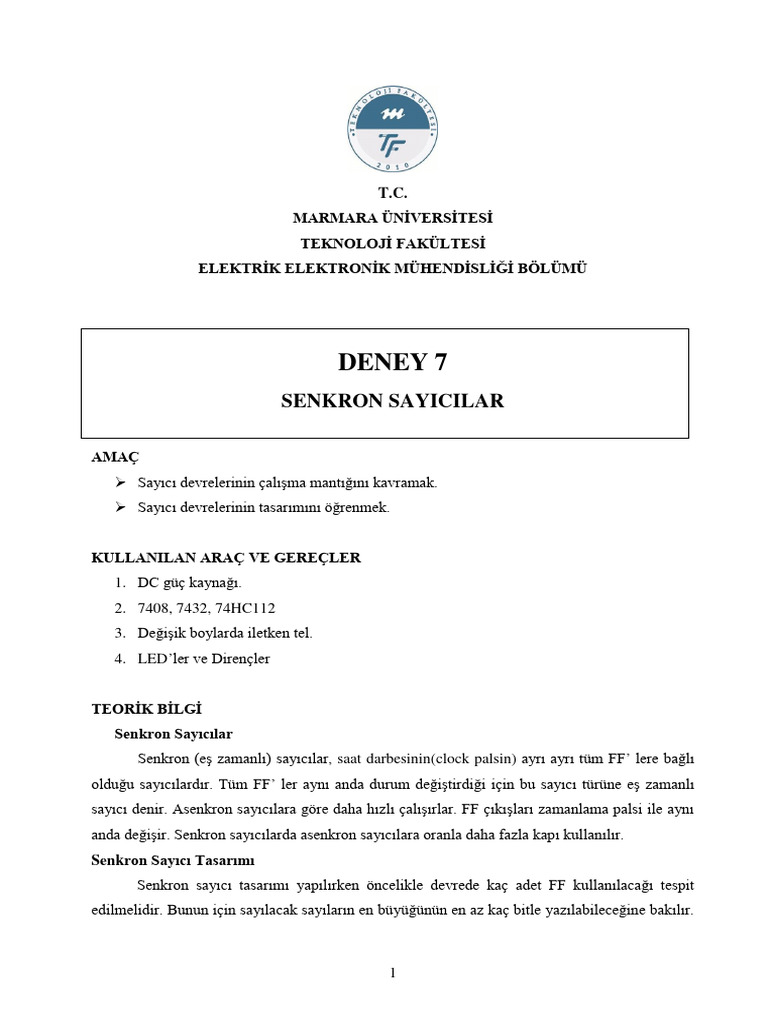 Deney 7: Senkron Sayicilar | PDF