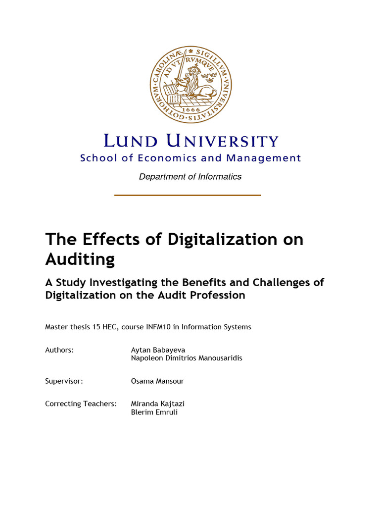 The Effects of Digitalization On Auditing - A | PDF