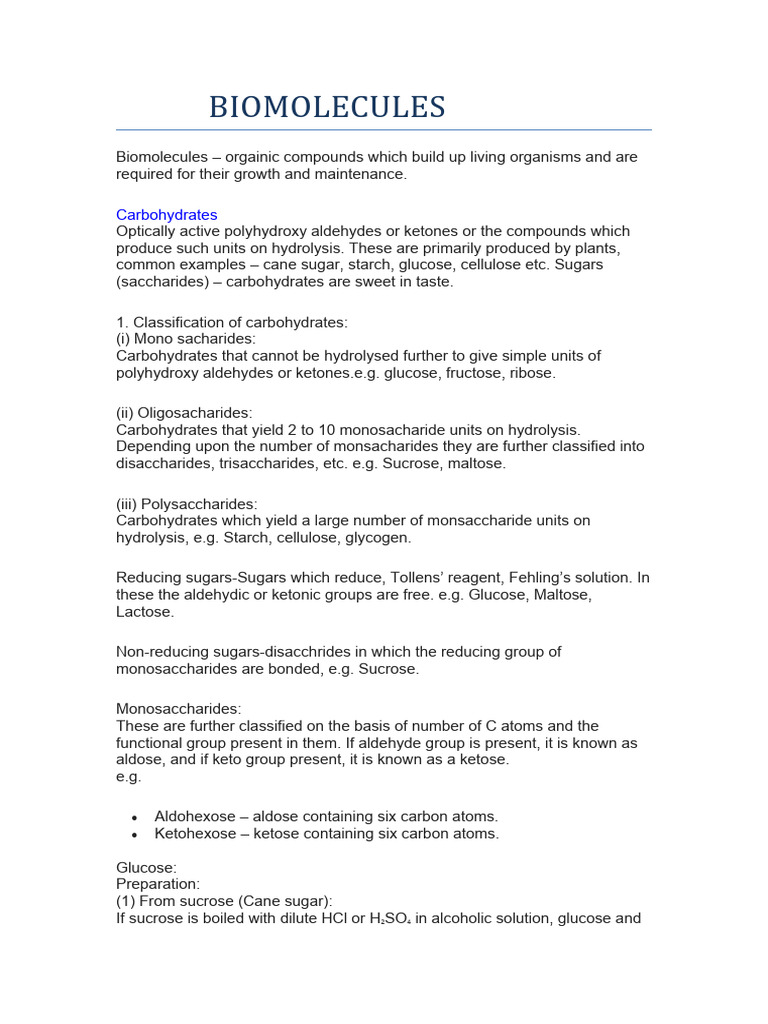 Biomolecules: Carbohydrates | PDF | Carbohydrates | Nucleic Acids