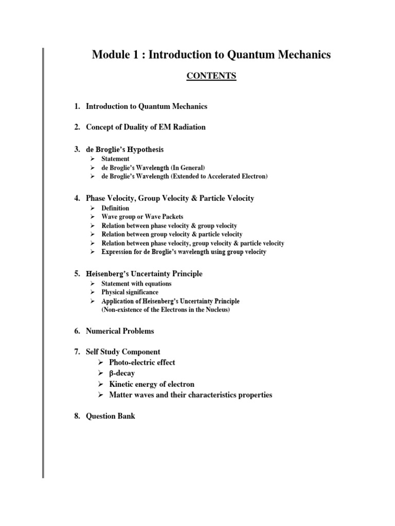 Module 1 - Introduction To Quantum Mechanics | PDF | Science & Mathematics