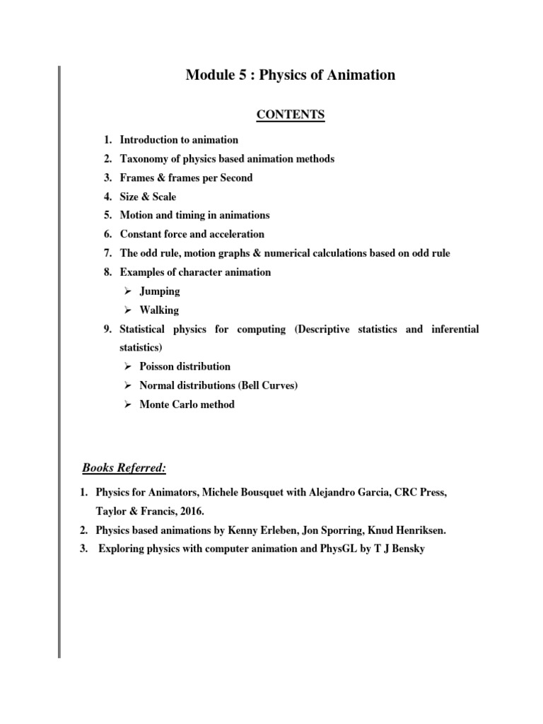 Module 5 - Physics of Animation | PDF | Film Frame | Normal Distribution