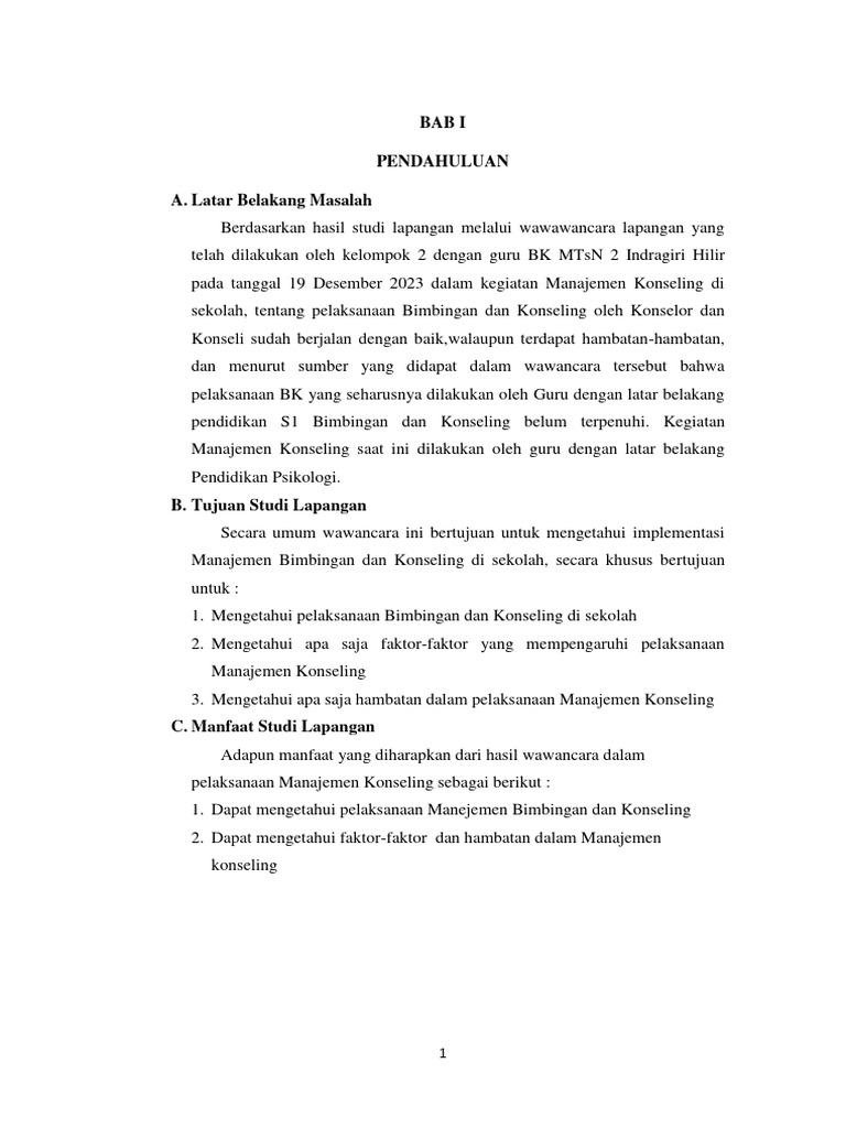 Manajemen BK di MTsN 2 Indragiri Hilir | PDF | Karier & Perkembangan