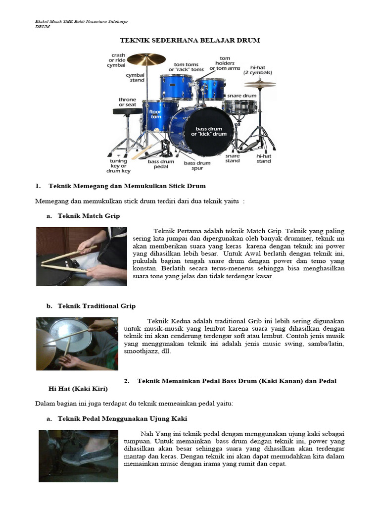Teknik Dasar Belajar Drum Pemula | PDF