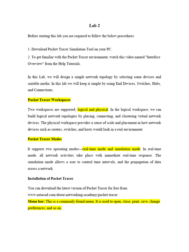 Cs610 Lab 2 Pdf Network Switch Computer Network