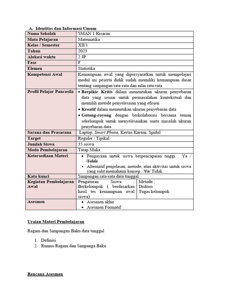 Modul Ajar Dengan Pendekatan TaRL | PDF