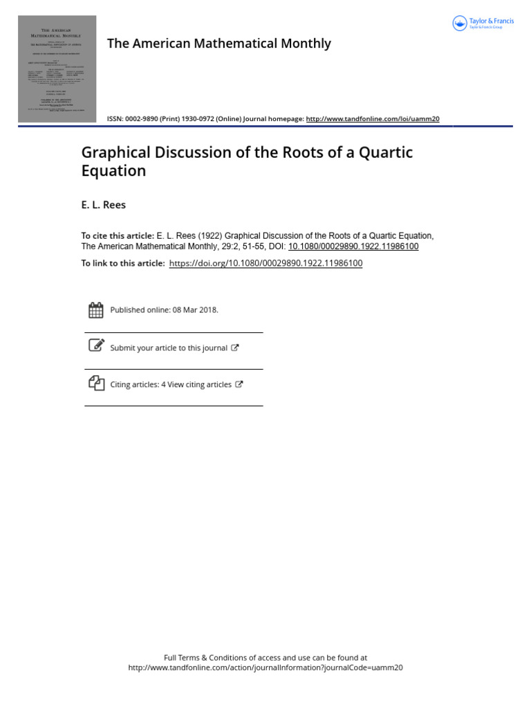 Graphical Analysis of Quartic Roots | PDF | Tangent | Cartesian ...